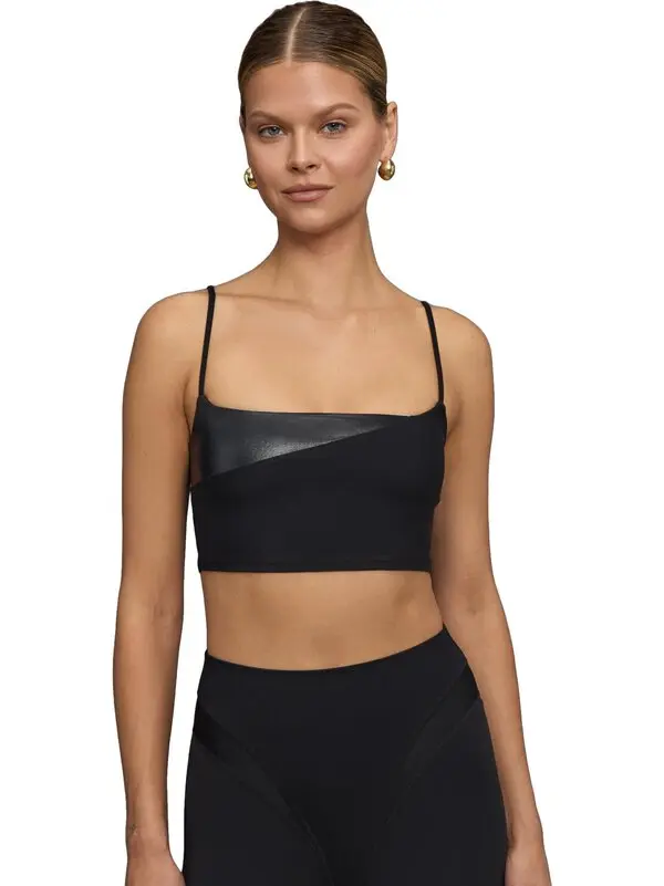 Carbon38 Spliced Colorblock Shine Bra In Melt - Black