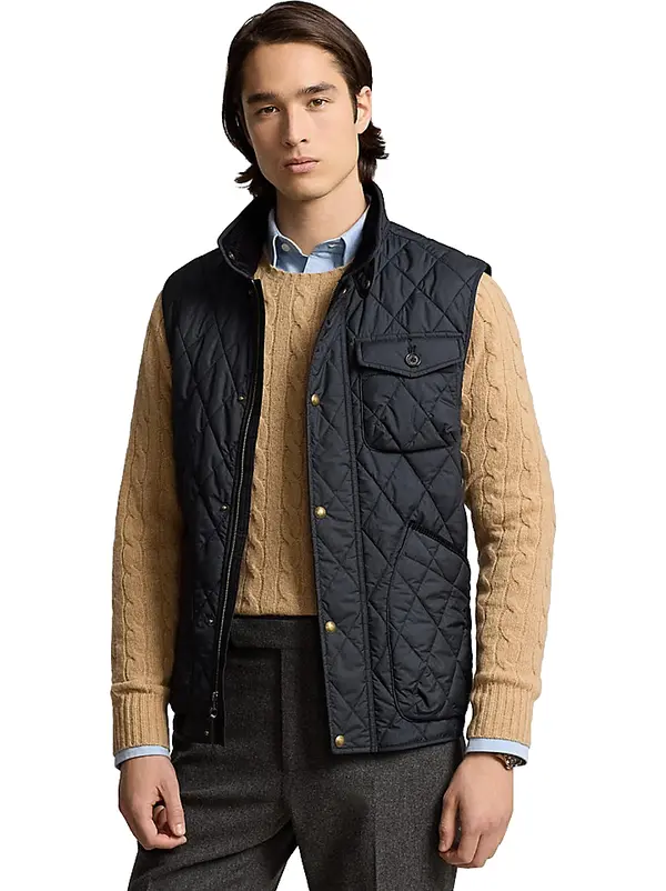 Ralph Lauren Quilted Full Zip Utility Vest - Black