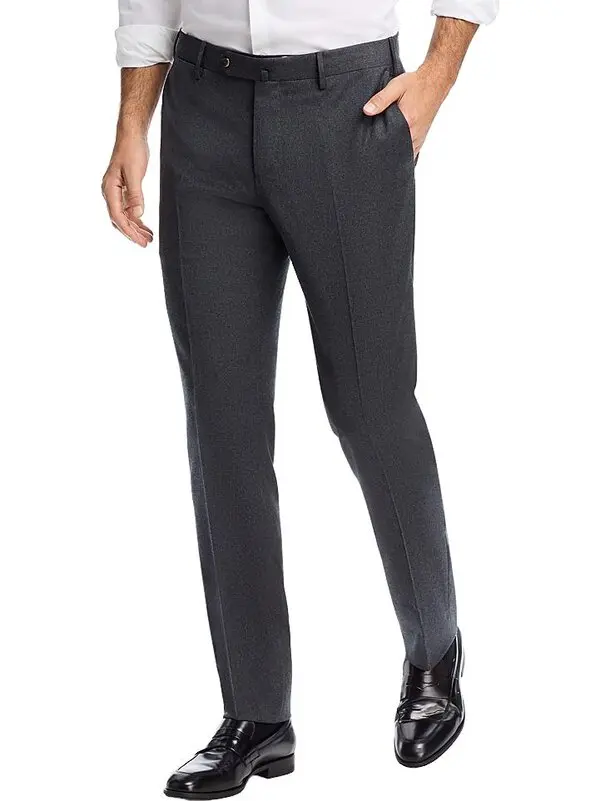 PT TORINO Melange Stretch Flannel Slim Fit Trousers - Charcoal