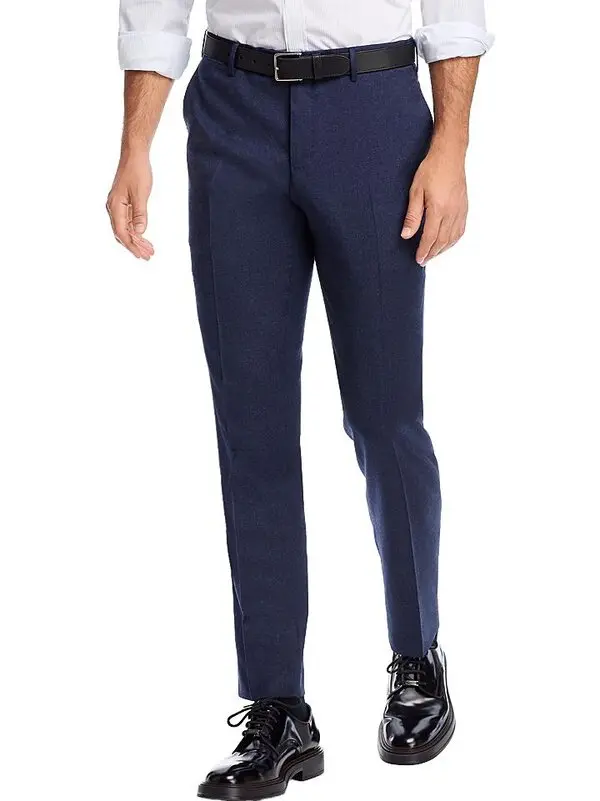 PT TORINO Melange Stretch Flannel Slim Fit Trousers - Navy Melange