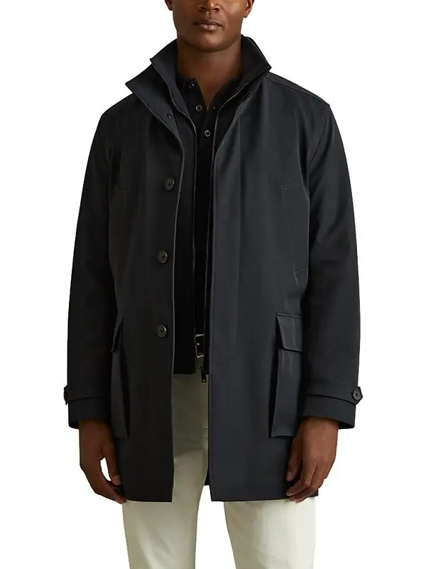 REISS Player Hybrid Overcoat - Navy