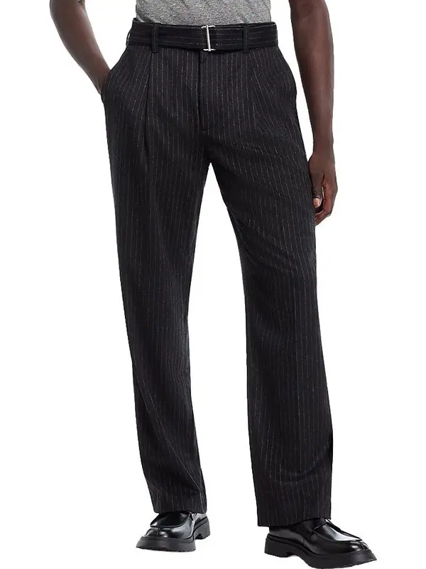 Simkhai Elvis Pleated Pinstripe Pants - Charcoal Pinstripe