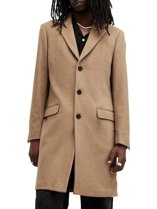 ALLSAINTS Hal Single Breasted Coat - Camel Brown