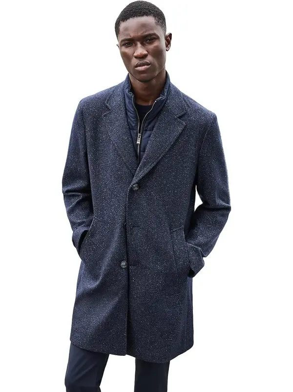 BOSS Hyde Slim Fit 2-in-1 Coat - Dark Blue