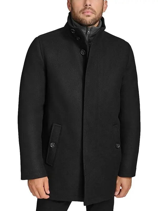 Andrew Marc Bowen Mid-length Car Coat - Black
