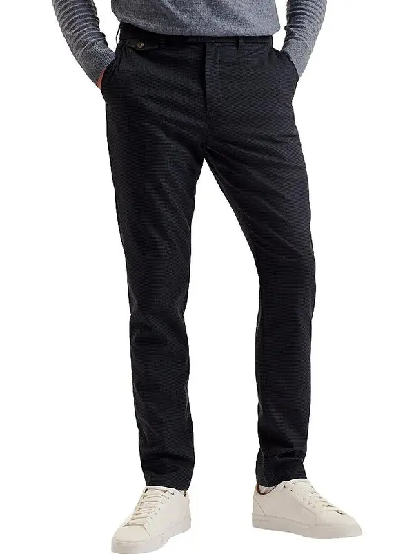 Ted Baker London Slim Fit Houndstooth Trousers - Navy