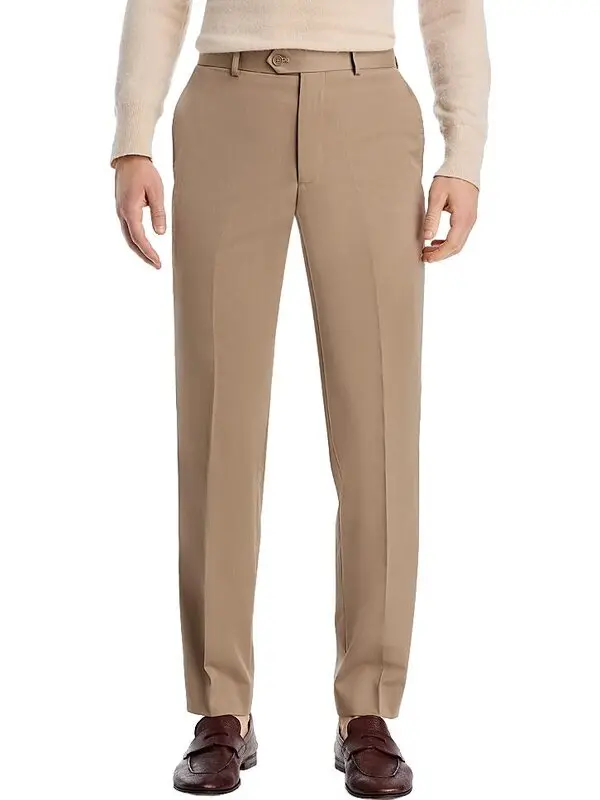 Bloomingdale'S Performance Wool Regular Fit Dress Pants - Tan
