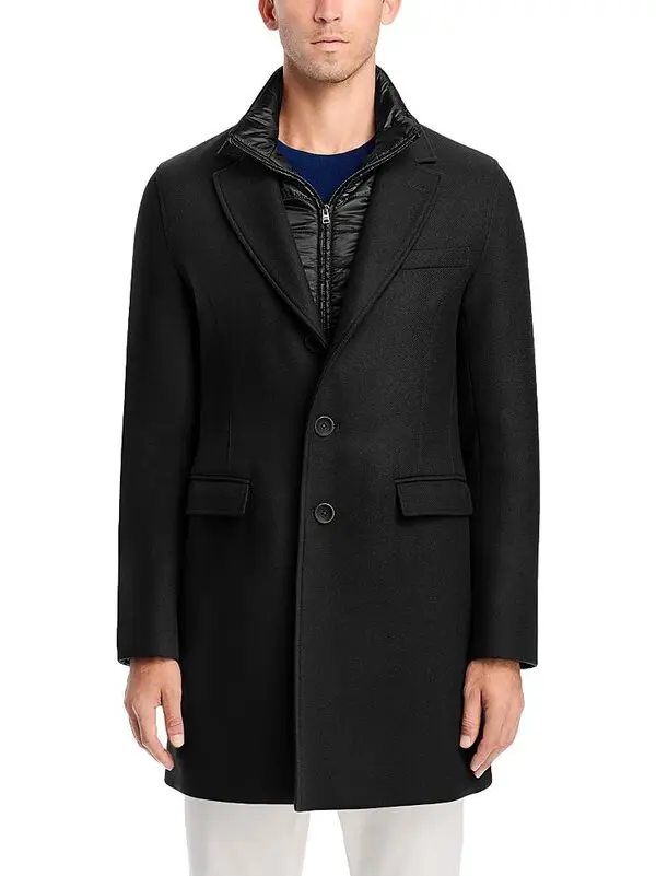 Herno Diagonal Topcoat With Removable Windguard - Nero