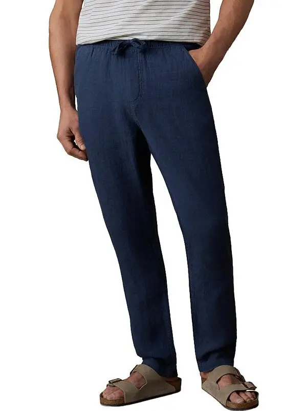 Faherty Brand Linen Drawstring Pants - Island Navy