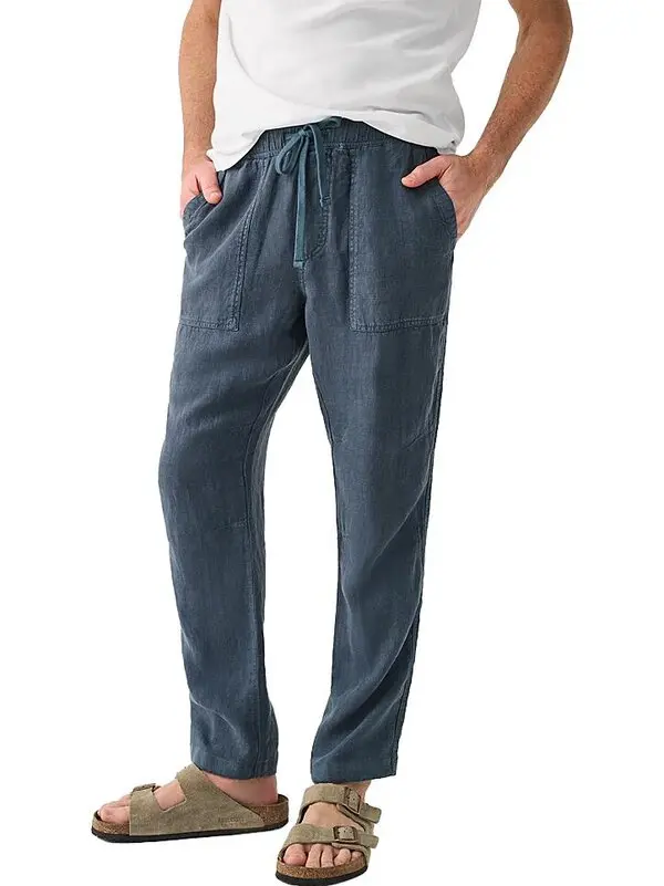 Faherty Brand Linen Drawstring Pants - Look Out Navy
