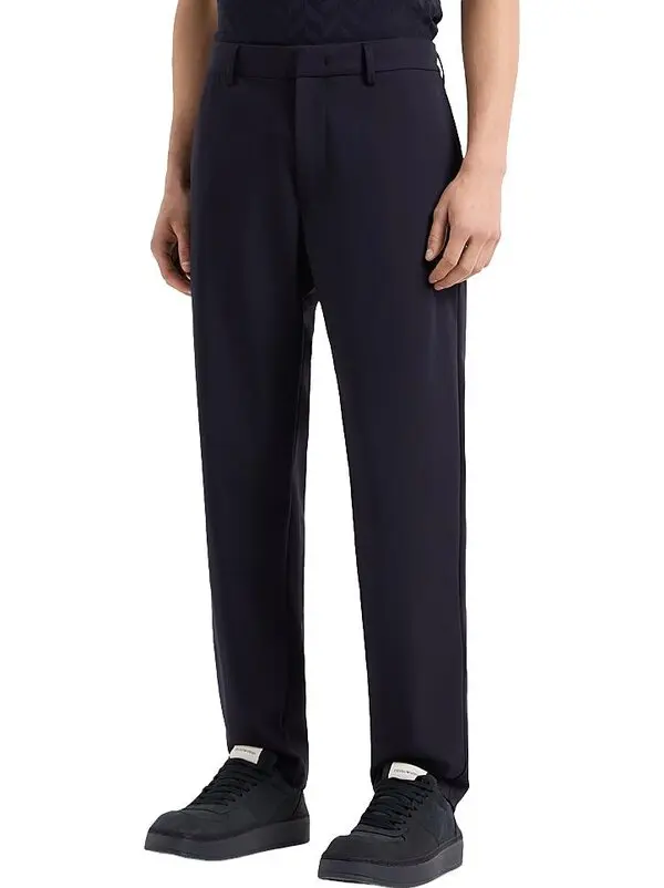 Emporio Armani Technical Nylon Stretch Regular Fit Trousers - Solid Blue