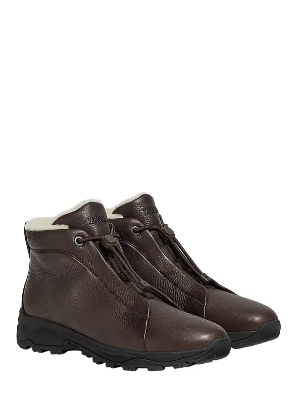 Zegna Vetta Triple Stitch High-top Leather Boots - Brown
