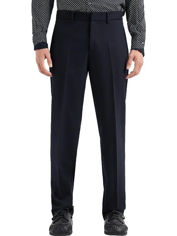 Emporio Armani Bonded Cotton Stretch Regular Fit Trousers - Navy Blue