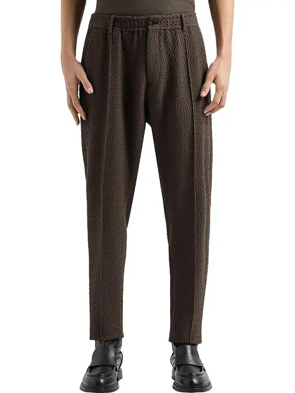 Emporio Armani 3d Effect Virgin Wool Trousers - Mud