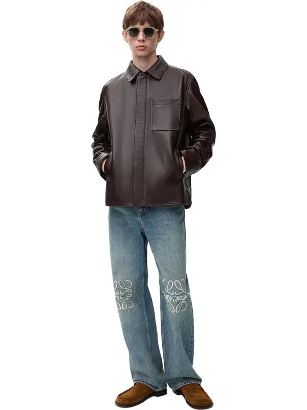 Loewe Overshirt In Deerskin - Oxblood