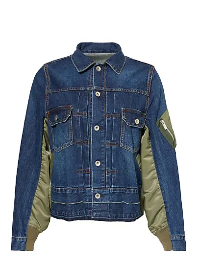 Sacai Denim Jacket With Shell Panels - Blue