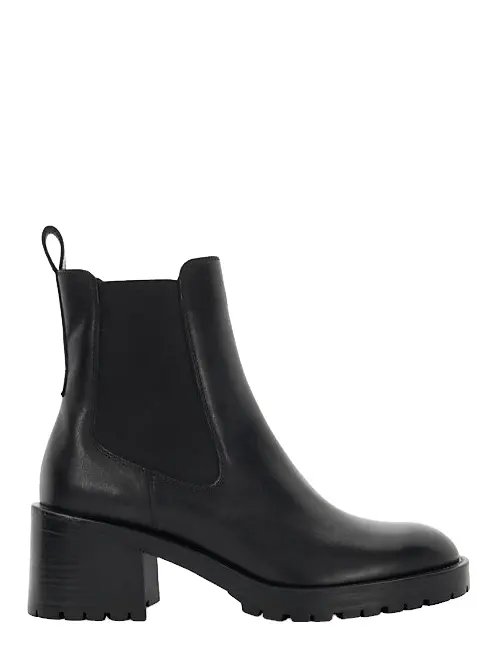 DUNE Cleated Leather Chelsea Ankle Boots - Black Leather