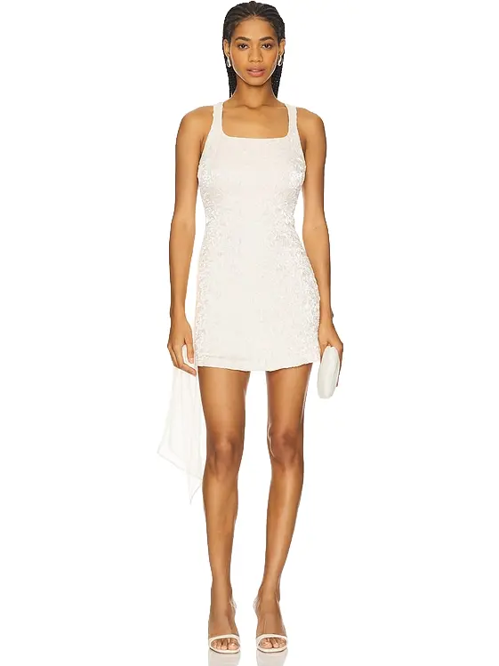 For Love & Lemons Frosted Organza Mini Dress - Cream