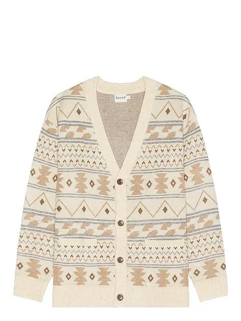 BOUND Aztec Grandad Cardigan - Cream