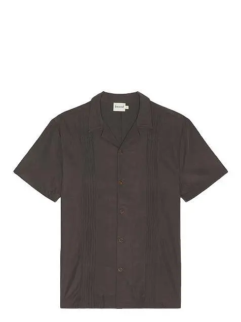 BOUND Striker Pleated Bowling Shirt In Charcoal - Coal