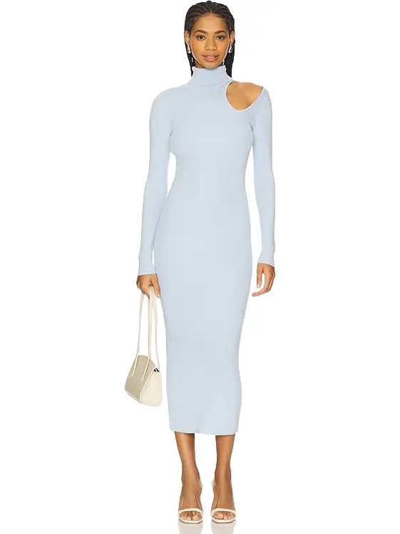 Bardot Olesa Asymmetric Knit Dress - Soft Blue
