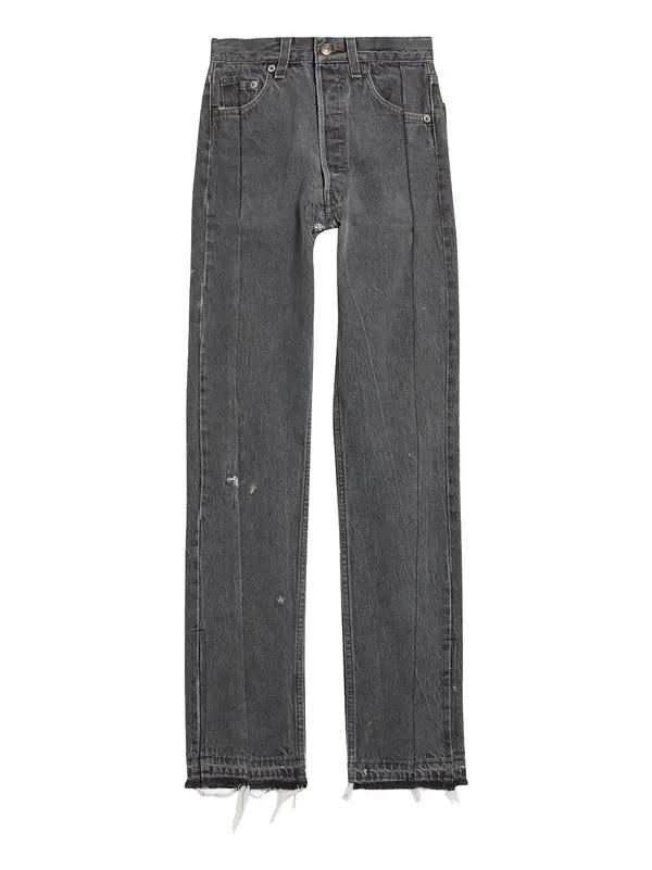 EB DENIM Unraveled High-rise Straight-leg Jeans - Dark Gray