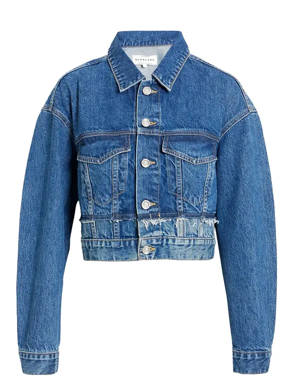 SLVRLAKE Rework Cropped Denim Jacket - Mid Denim