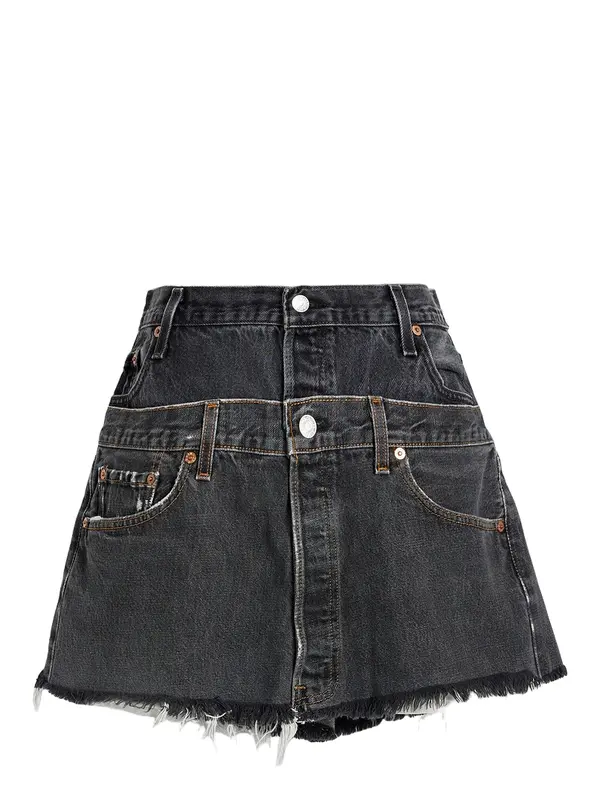 EB DENIM Distressed Mini Skirt - Black