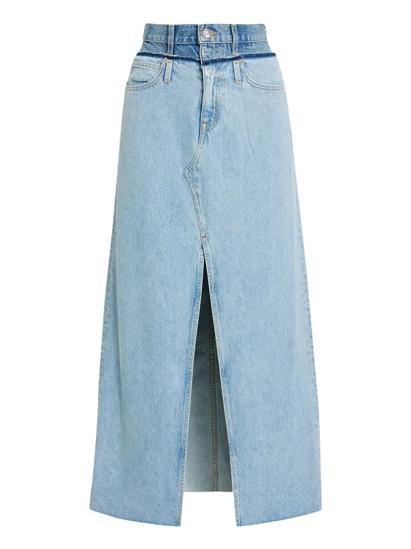 SLVRLAKE Dallas Paneled Denim Maxi Skirt - Light Denim