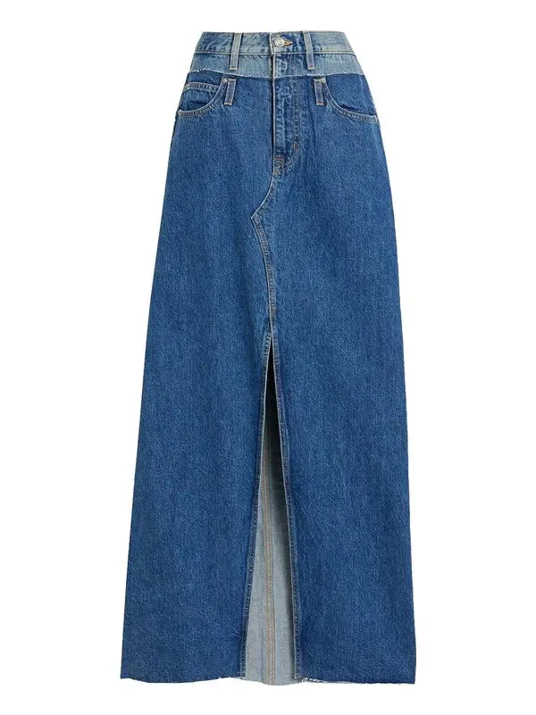 SLVRLAKE Dallas Paneled Denim Maxi Skirt - Mid Denim