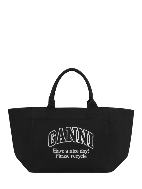 GANNI Canvas Tote Bag - Black