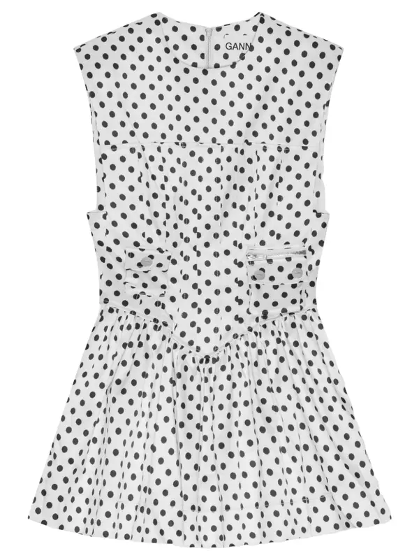 GANNI Polka Dot Mini Dress - White