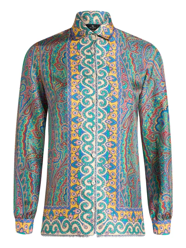 Etro Paisley-print Silk Shirt - Green