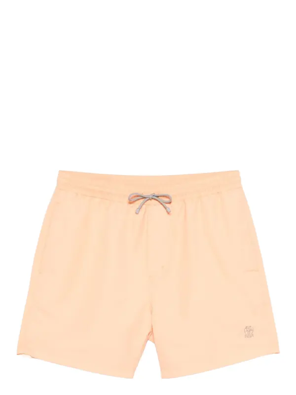 Brunello Cucinelli Logo-embroidered Swim Shorts - Orange