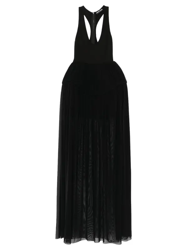 David Koma Pleated Tulle Gown - Black