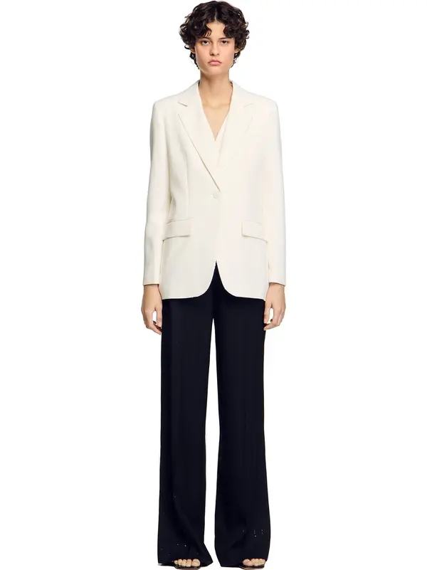 Sandro Striped Sequin Suit Jacket - Ecru