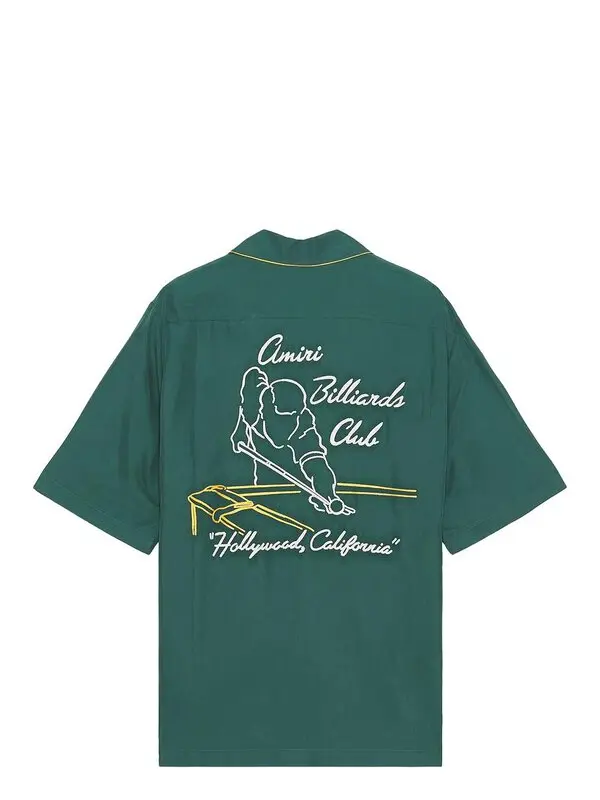 Amiri Billiards Club Camp Shirt In Green - Evergreen