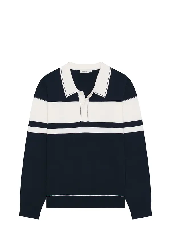 Simkhai Louis Striped Popover - Midnight Ivory
