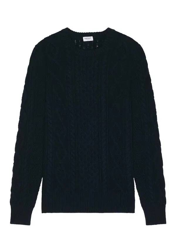 GHIAIA Wool Cable Knit Pescatore Sweater - Blue