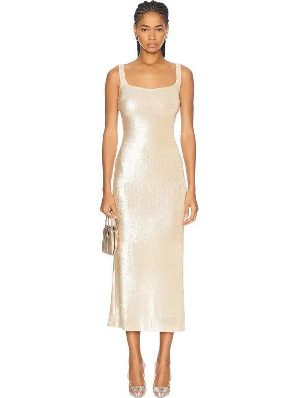 L'academie By Marianna Ceci Sequin Midi Dress - Blush Nude