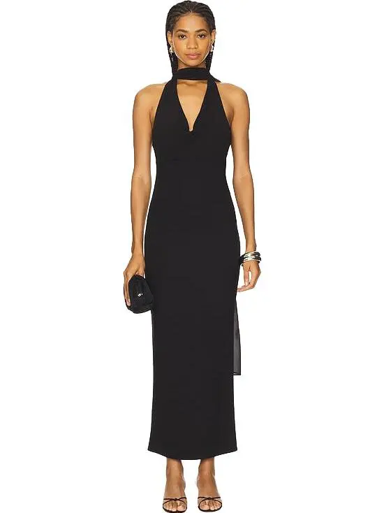 Majorelle Kelly Halter Gown - Black