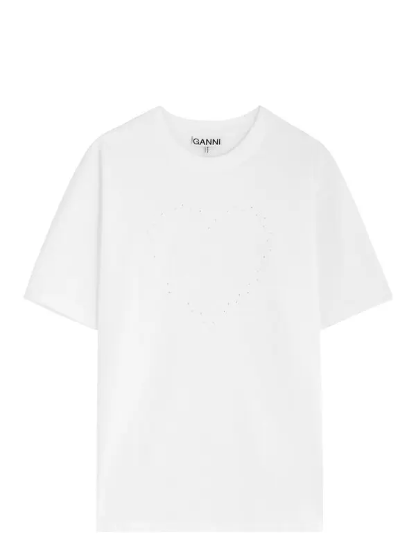 GANNI Logo-embroidered T-shirt - White