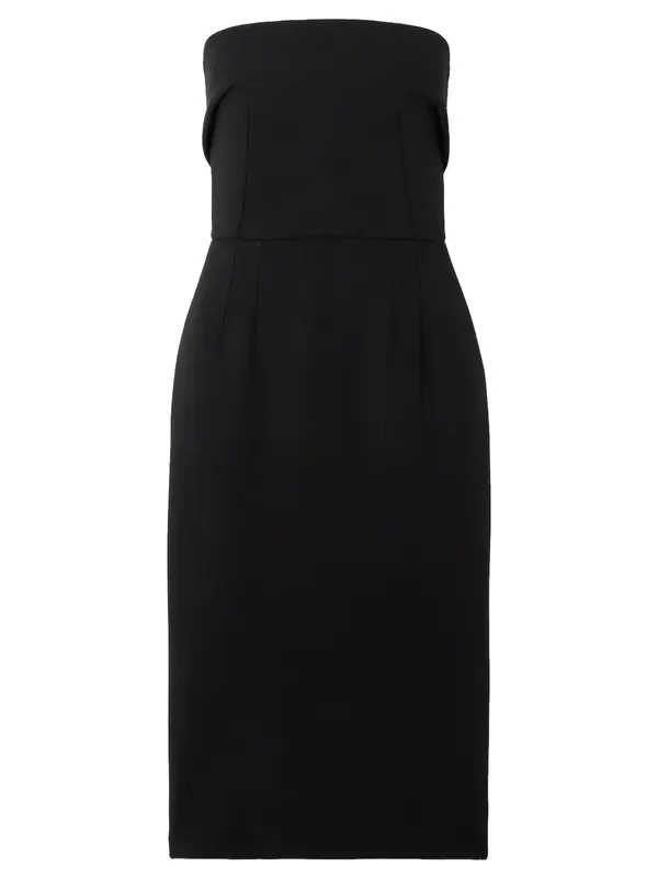 Dolce & Gabbana Strapless Wool-crepe Midi Dress - Black