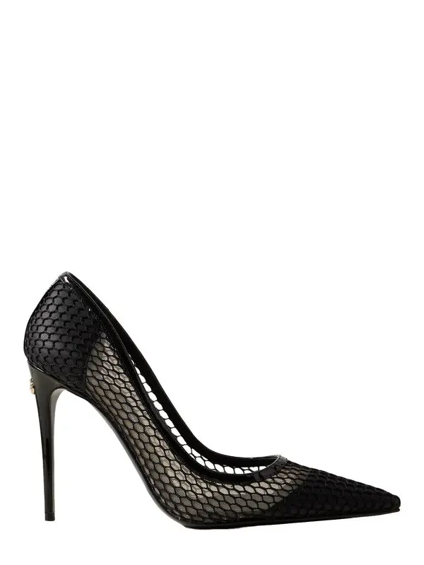 Dolce & Gabbana Vernice 110 Leather-trimmed Mesh Pumps - Black