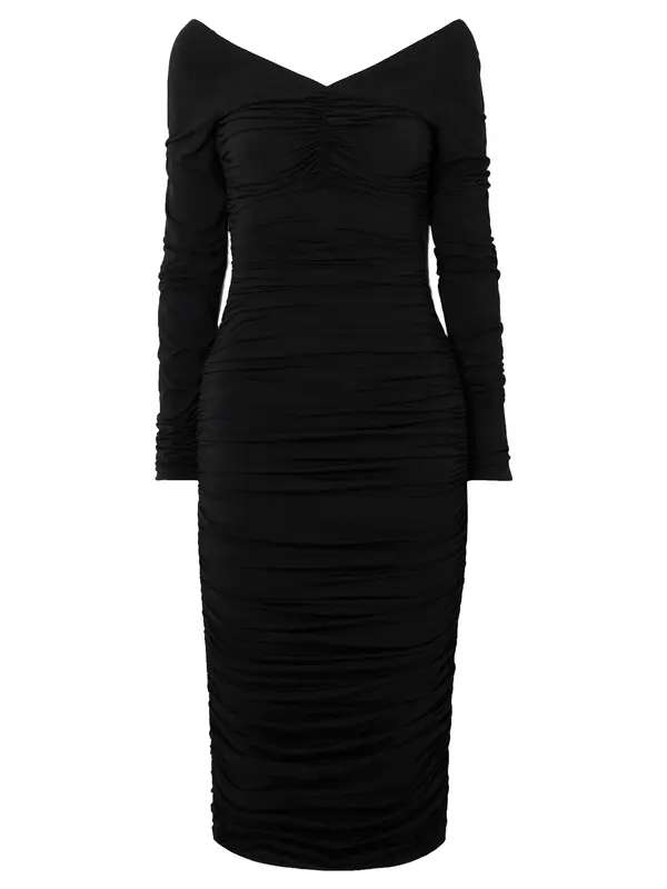 Dolce & Gabbana Ruched Jersey Midi Dress - Black
