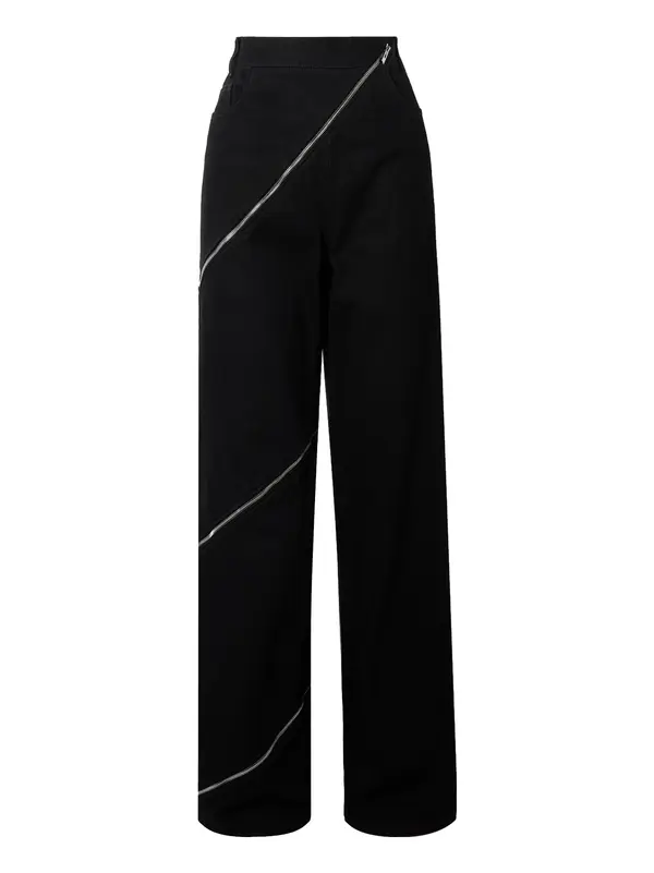 Alaïa Zip-embellished Wide-leg Jeans - Black