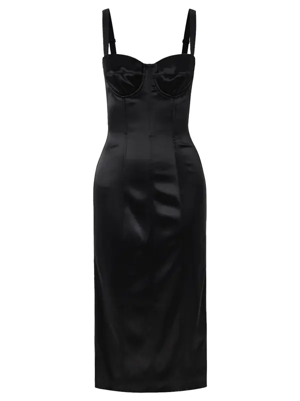 Dolce & Gabbana Satin Bustier Midi Dress - Black