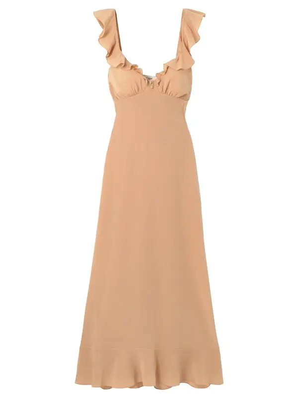 Chloé Ruffled Silk Maxi Dress - Pink