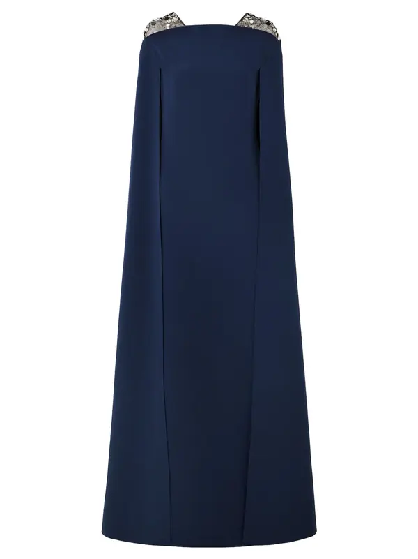 Safiyaa Aleyna Cape-effect Crepe Gown - Blue