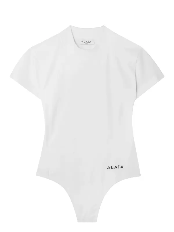 Alaïa Embroidered Stretch-cotton Jersey Bodysuit - White